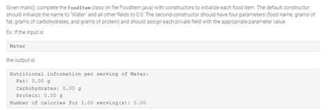 Solved Given Main0 Complete The Fooditem Class In File