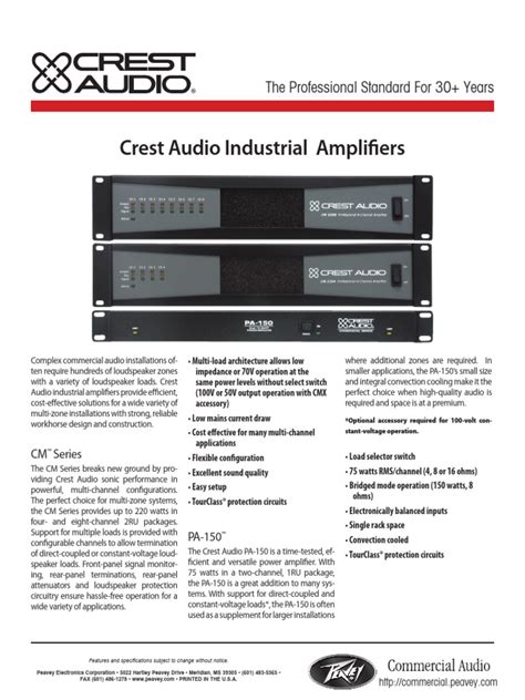 Crest Audio Cm Series Pdf Amplifier Loudspeaker