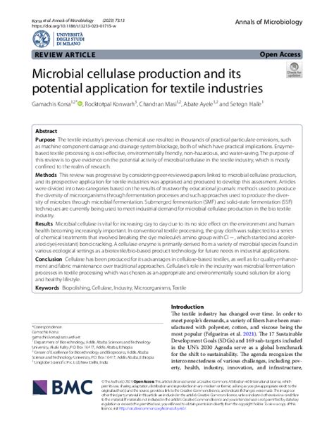 Pdf Microbial Cellulase Production And Its Potential Application For