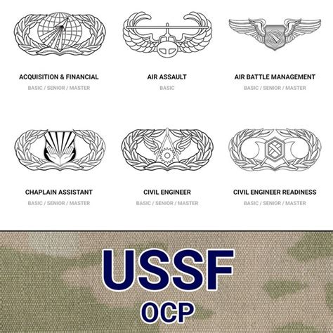 Cloth Ussf Occupational Badges 3 Color Ocp Kel Lac