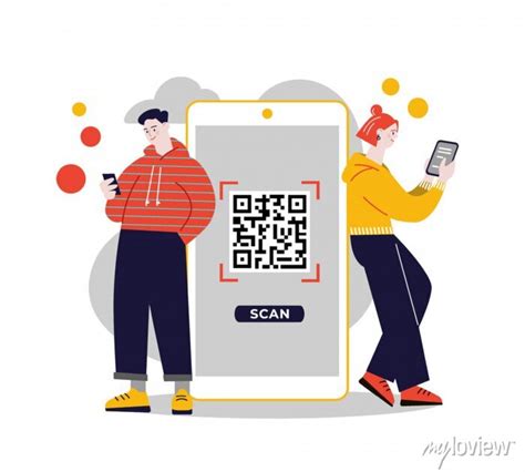Qr Code Scanning Vector Illustration Concept Posters For The Wall • Posters Woman Web Billfold