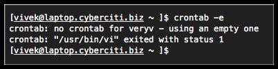 Linux Unix Crontab No Crontab For User Using An Empty One Error And Solution NixCraft