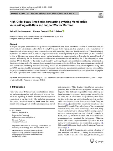 Pdf High Order Fuzzy Time Series Forecasting By Using Membership