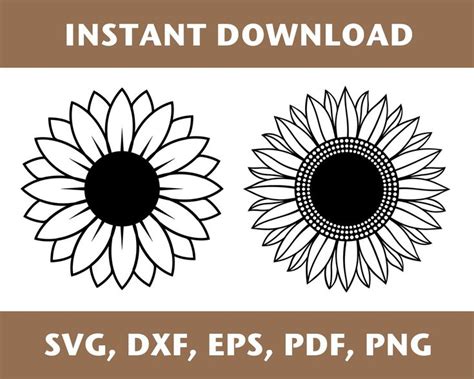 Sunflower Svg Sunflower Template Sunflower Dxf Sunflower Png