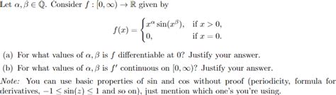 Solved Let α βQ Consider f R given by Chegg com