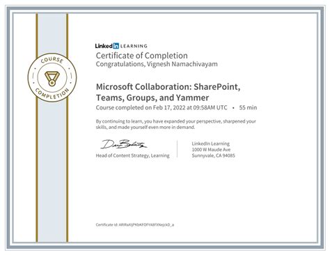 Vignesh Namachivayam On Linkedin Certificate Of Completion