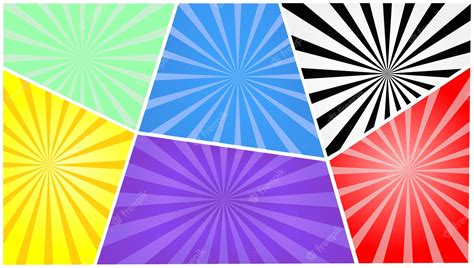 복고풍 팝 아트 스타일의 햇살 벡터 밝은 동적 만화 일러스트와 함께 만화 배경 프리미엄 벡터