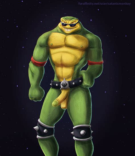 Rule Amphibian Anthro Balls Battletoads Belt Eyewear Frog Front View Genitals