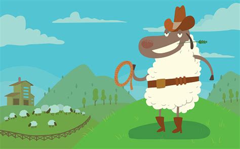 Card Funny Sheep With A Lasso Stock Illustration Download Image Now