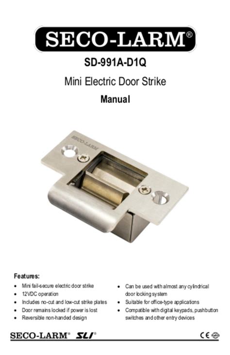 User Manual Seco Larm Sd 991a D1q English 4 Pages