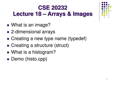 Ppt Cse 20232 Lecture 18 Arrays And Images Powerpoint Presentation