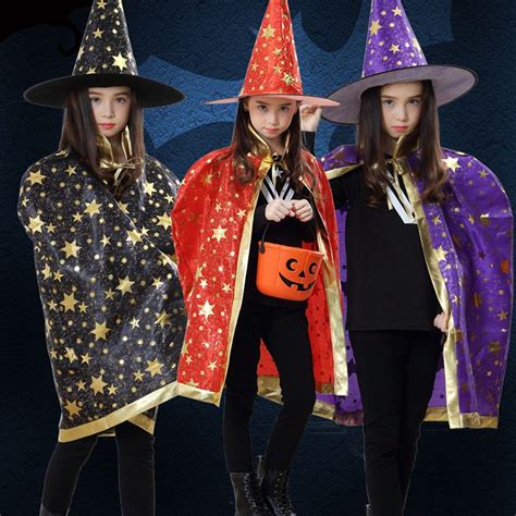 Unisex Witch Caps Scary Costumes Halloween Cloak Sets Performance ...