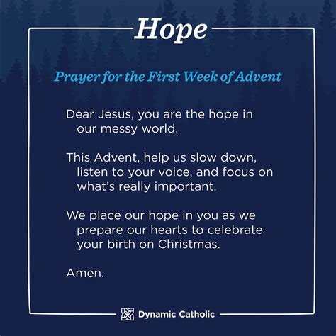 Advent Prayer Week 1 Hope Advent Prayers Advent Prayers Catholic Advent Wreath Prayers