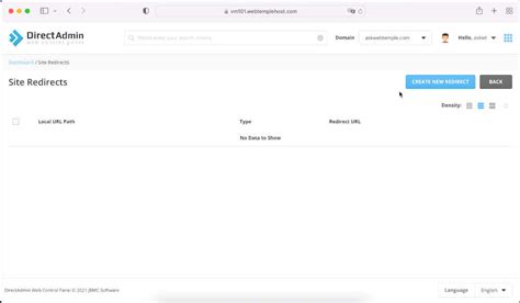 directadmin site redirection web temple blog