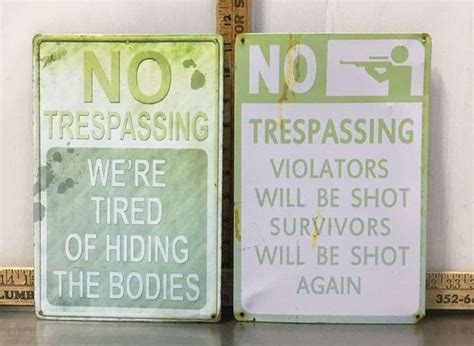 2 Metal No Trespassing Signs Sherwood Auctions