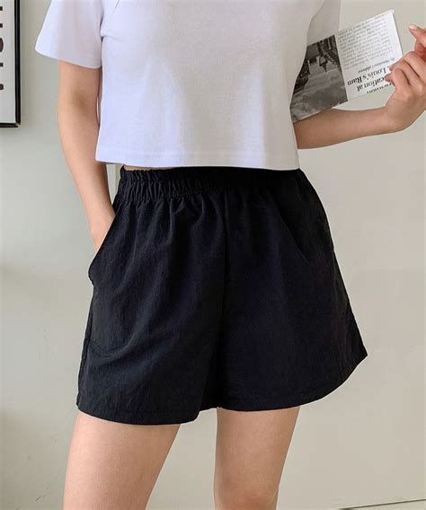 콩닥 당일출고핏최고 바스락 밴딩 반바지 편한 트레이닝 숏팬츠 나일론 A라인 장마룩 수영장 바캉스 휴양지 캠핑룩 여행룩