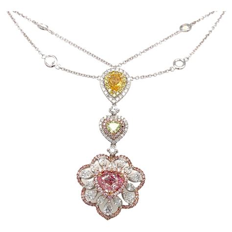 835ct Heart Shape Pink Tourmaline And Diamond Necklace At 1stdibs