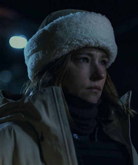 Haley Bennett The Last Frontier 2025 Beige Puffer Coat