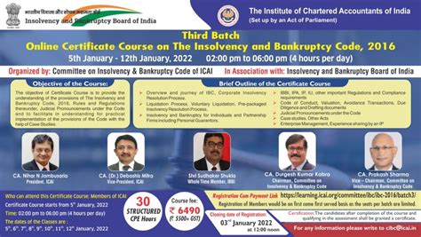Certificate Course On Ibc In Association With Icai Ca Cult