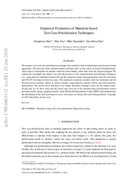 Pdf Empirical Evaluation Of Mutation Based Test Prioritization Techniques