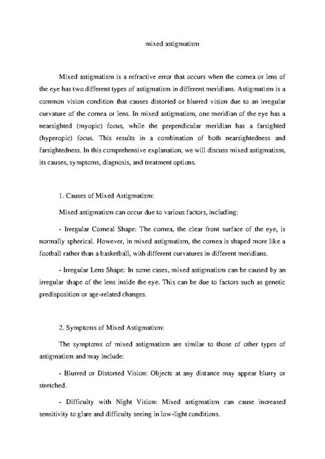 Mixed Astigmatism Learning Mixed Astigmatism Mixed Astigmatism Is A