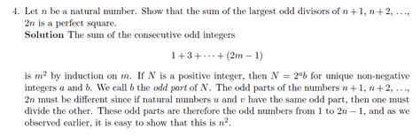 show that the sum of the largest odd divisors of n 1 n 2 ldots 2n