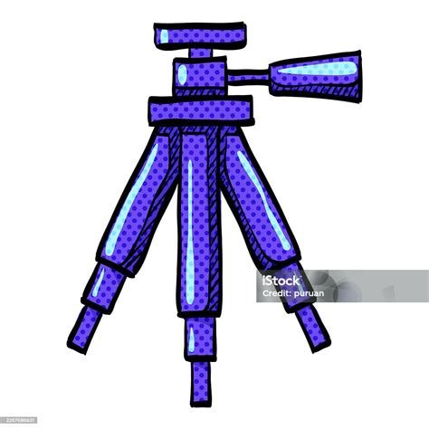 카메라 삼각대 하프 톤 아이콘 손으로 그린 색상 벡터 일러스트 레이 션 낙서 드로잉에 대한 스톡 벡터 아트 및 기타 이미지 낙서 드로잉 데칼 드로잉 Istock