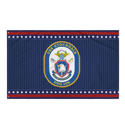Patriotic Uss Stockdale Ddg 106 Ships Crest Wall Flag