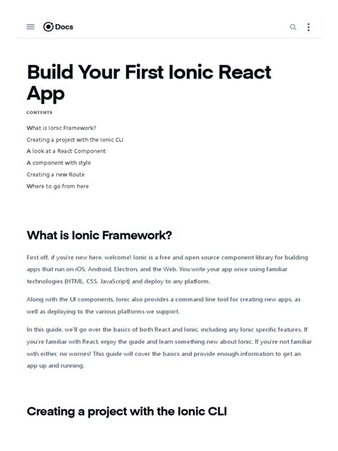 Ionic React Documentation Pdf Mobile App Software Development