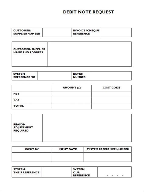 Printable Debit Note Template
