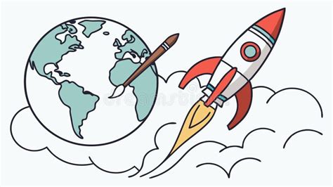 Rocket Globe Space Global Ambition Worldwide Reach Space Travel Launch Global Vector Design