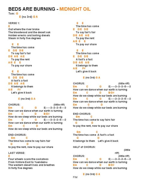 Beds Are Burning Lyrics Analysis Pdf Musical Compositions Songs