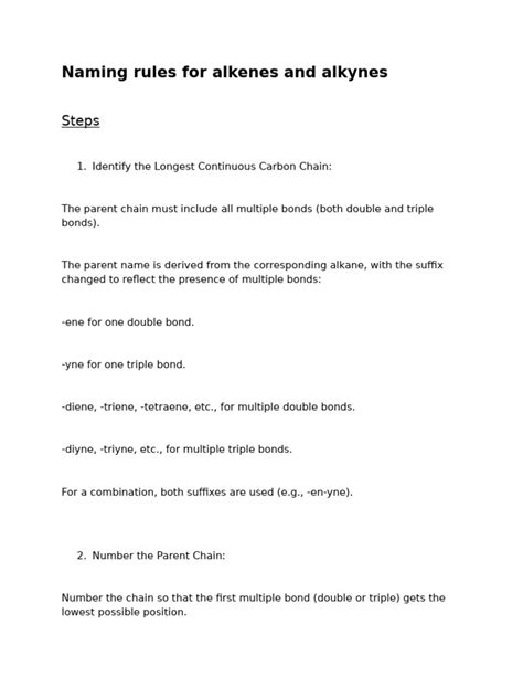 Naming Rules For Alkenes And Alkynes Pdf Alkene Chemical Substances