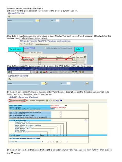 Dynamic Variant Using The Table Tvarv Pdf