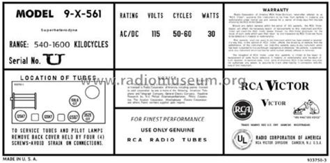 9x561 Ch Rc 1079b Radio Rca Rca Victor Co Inc New York Ny Build