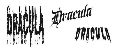 Dracula Lettering Typography Medieval Style Dripping Blood And