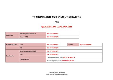 Example Training And Assessment Strategy At Irene Troyer Blog