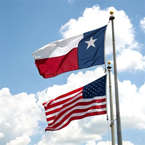Texas And Us Flags On Same Pole Stock Illustration Illustration Of