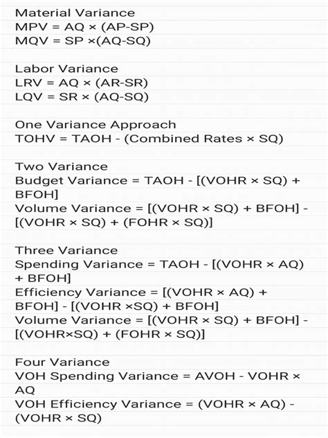 Variance Formulas Pdf