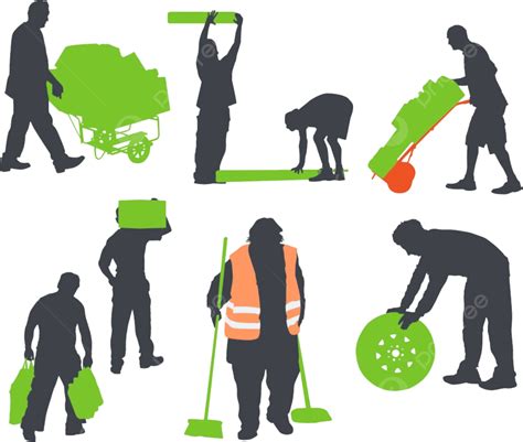 Silhouettes Of People Of Different Trades Vector Isolated Handyman Vector Vector Isolated