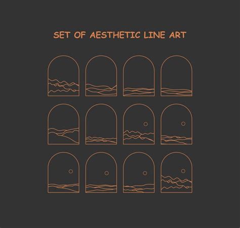 미적 라인 아트 세트 프리미엄 벡터