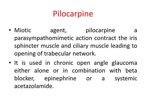 Drugs Acting On Eyes Treatment Of Galucomapptx