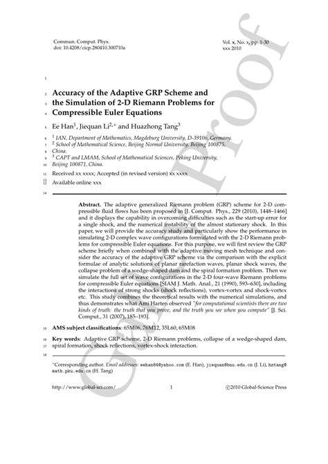 Pdf Accuracy Of The Adaptive Grp Scheme And The Simulation Of 2 D