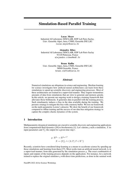 Pdf Simulation Based Parallel Training