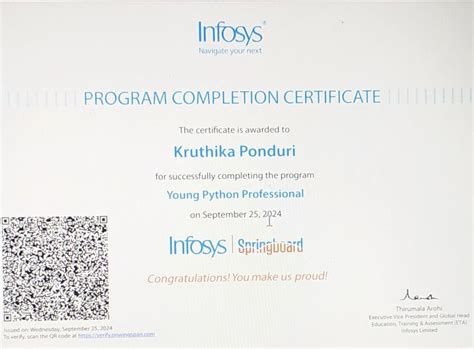 Kruthika Ponduri On Linkedin Python Certification Ai Machinelearning Professionalgrowth
