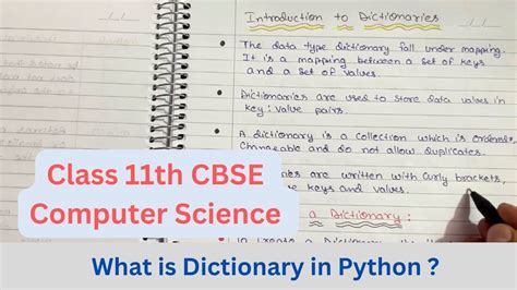 cbse class 11th python dictionaries with program examples python