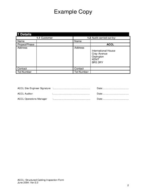 Structured Cabling Documentation Template