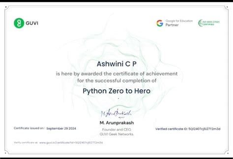 Ashwini C P On Linkedin Pythonzerotohero Guvi