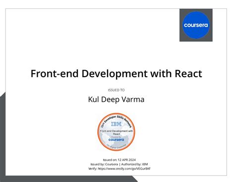 React Certification Ibm Kul Deep Varma
