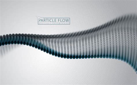 Dynamic Particles Sound Wave Flowing Over Grey Blurred Dots Vector Abstract Background Stock